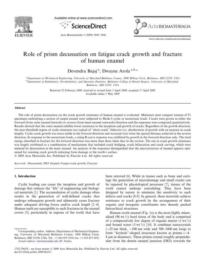 Enamel Prism Decussation & Crack Growth | PDF | Fracture | Tooth Enamel