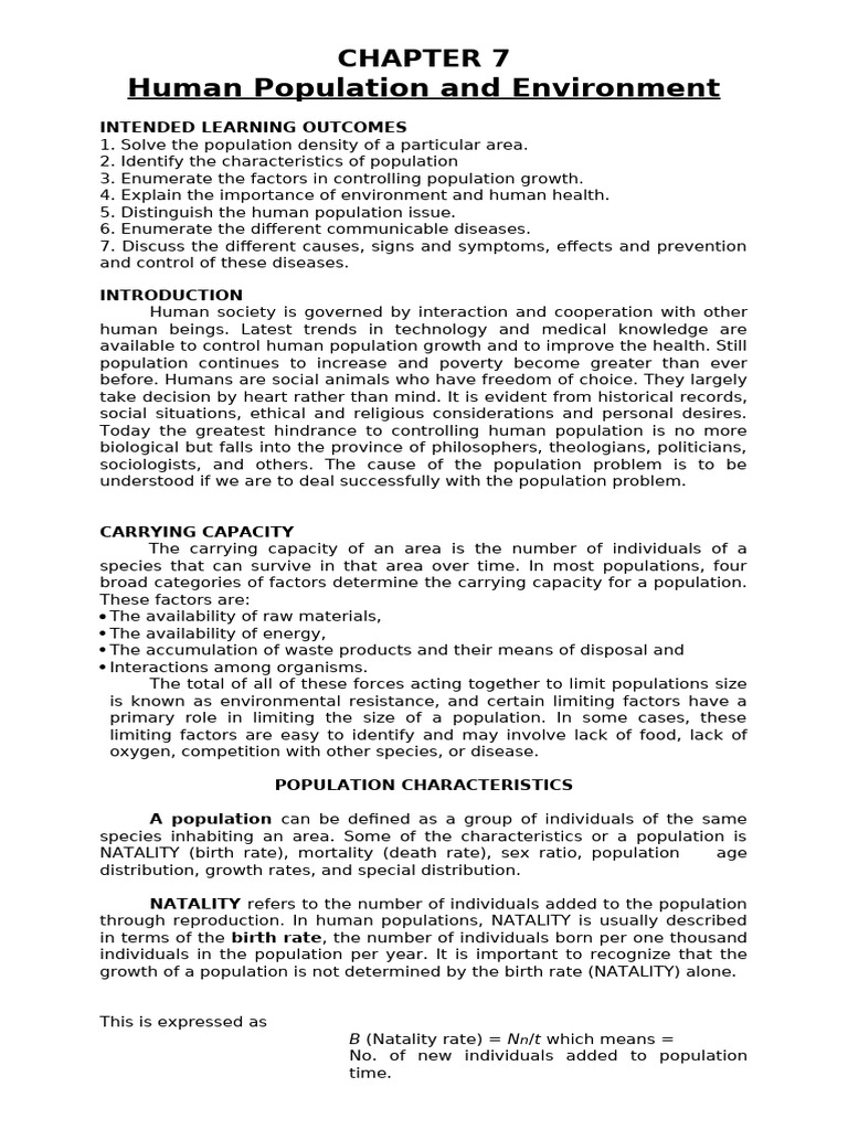 Chapter 7 Human Population and Environment | PDF | Malaria | Hiv/Aids