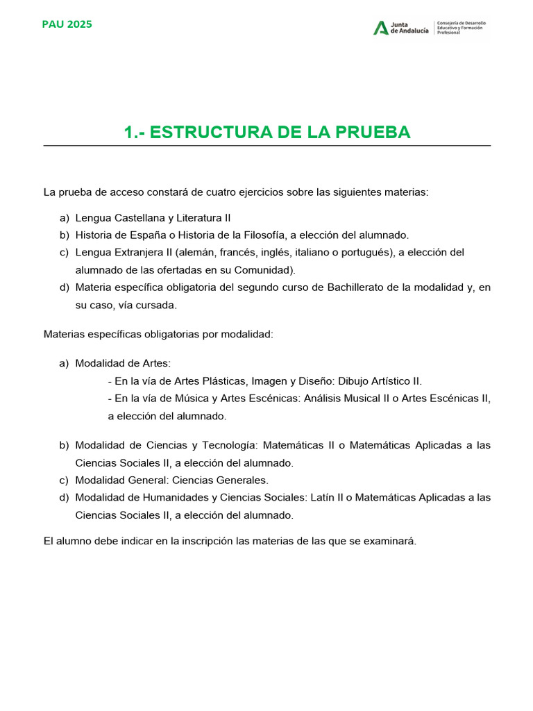 Estructura de La Prueba | PDF