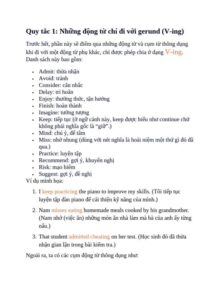 V - Ing, To - V | PDF