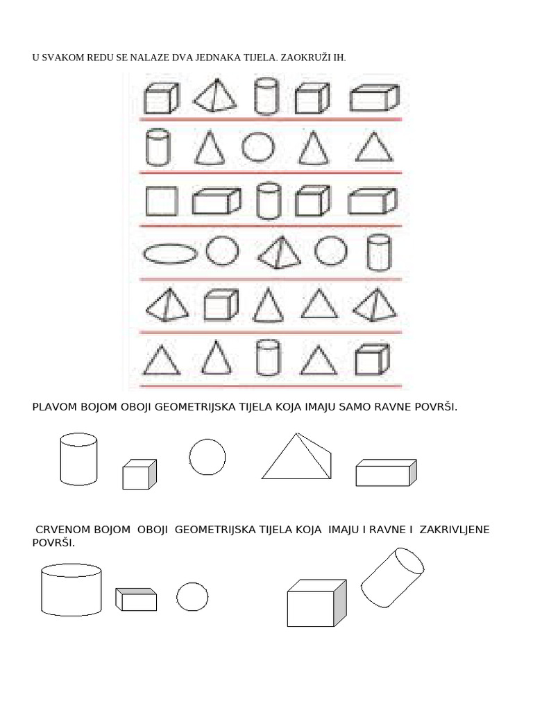 Geometrijska Tijela-Vjezba | PDF