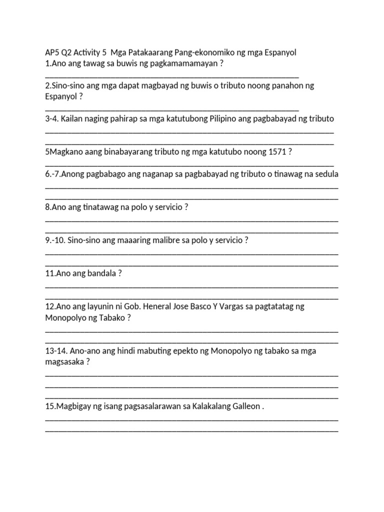 AP5 Q2 Activity 5 Mga Patakaarang Pang | PDF