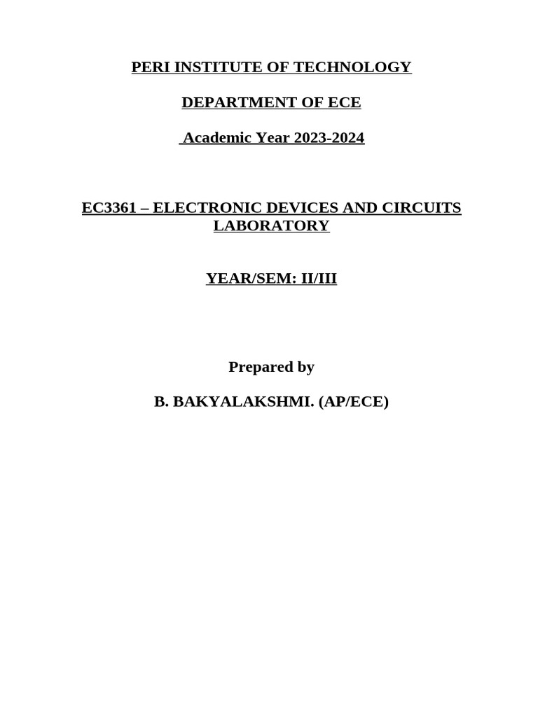 Ec3311 Edc Lab Manual | PDF | Rectifier | Bipolar Junction Transistor