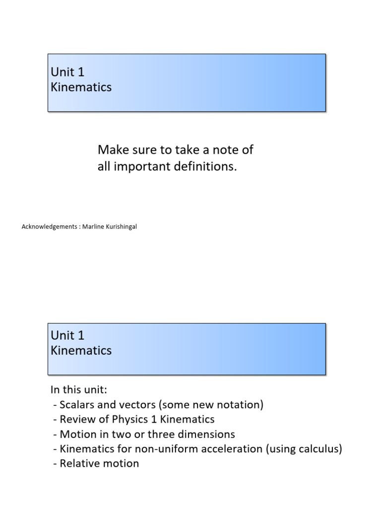 Unit 1. Kinematics | PDF | Euclidean Vector | Kinematics Unit 1. Kinematics | PDF | Euclidean Vector | Kinematics