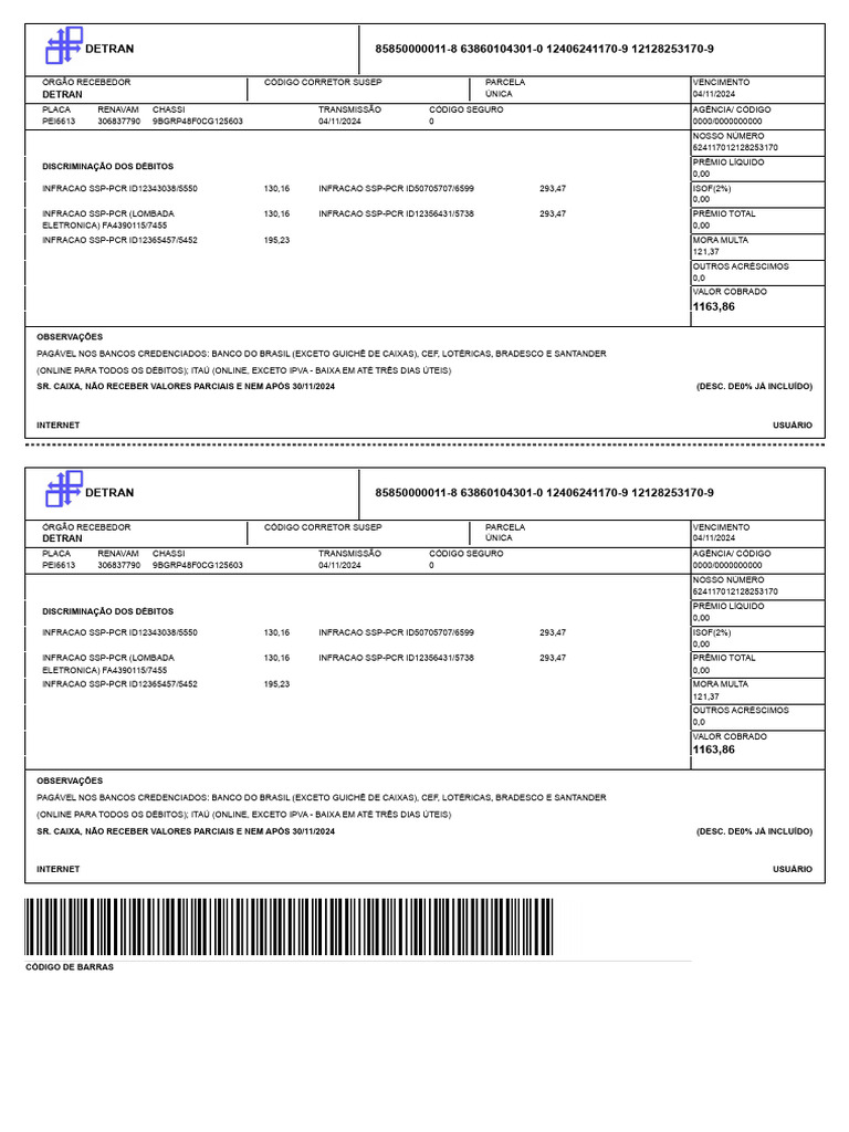 Boleto Multas | PDF | Investidores institucionais | Serviços financeiros