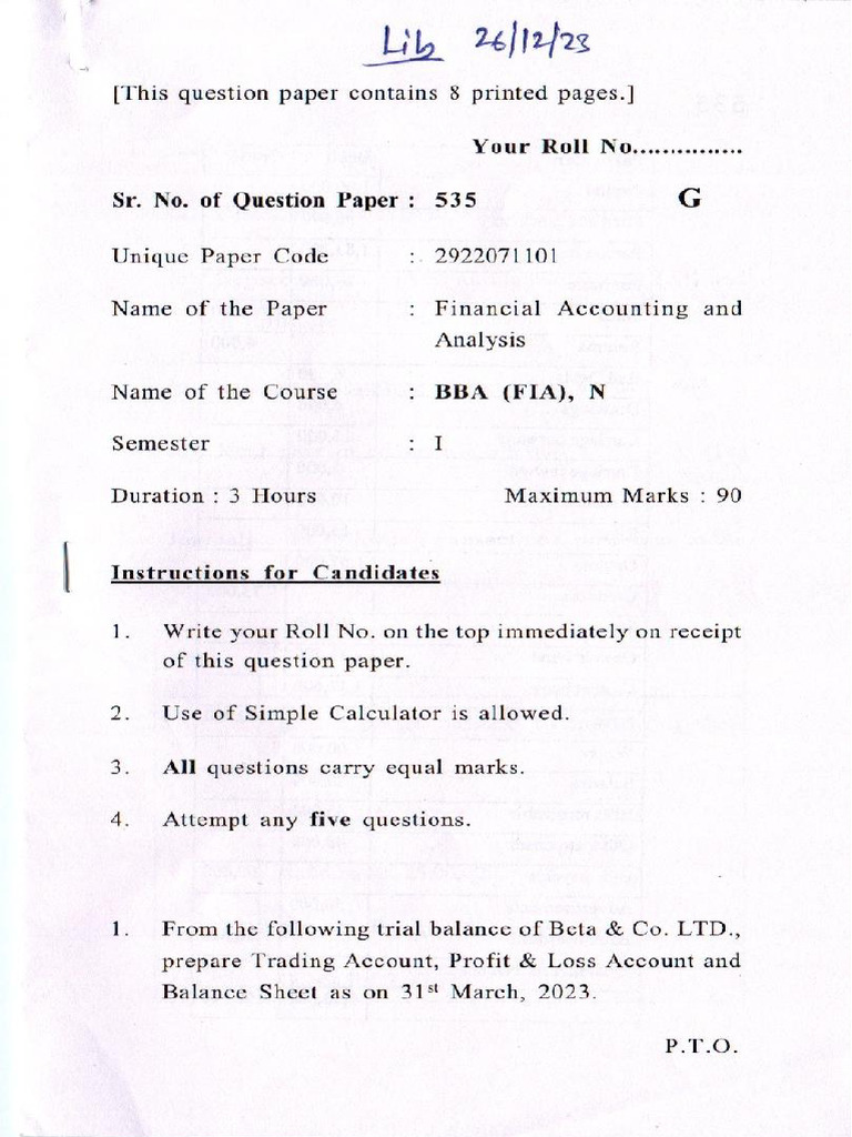 2024 Financial Accounting and Analysis-1 | PDF
