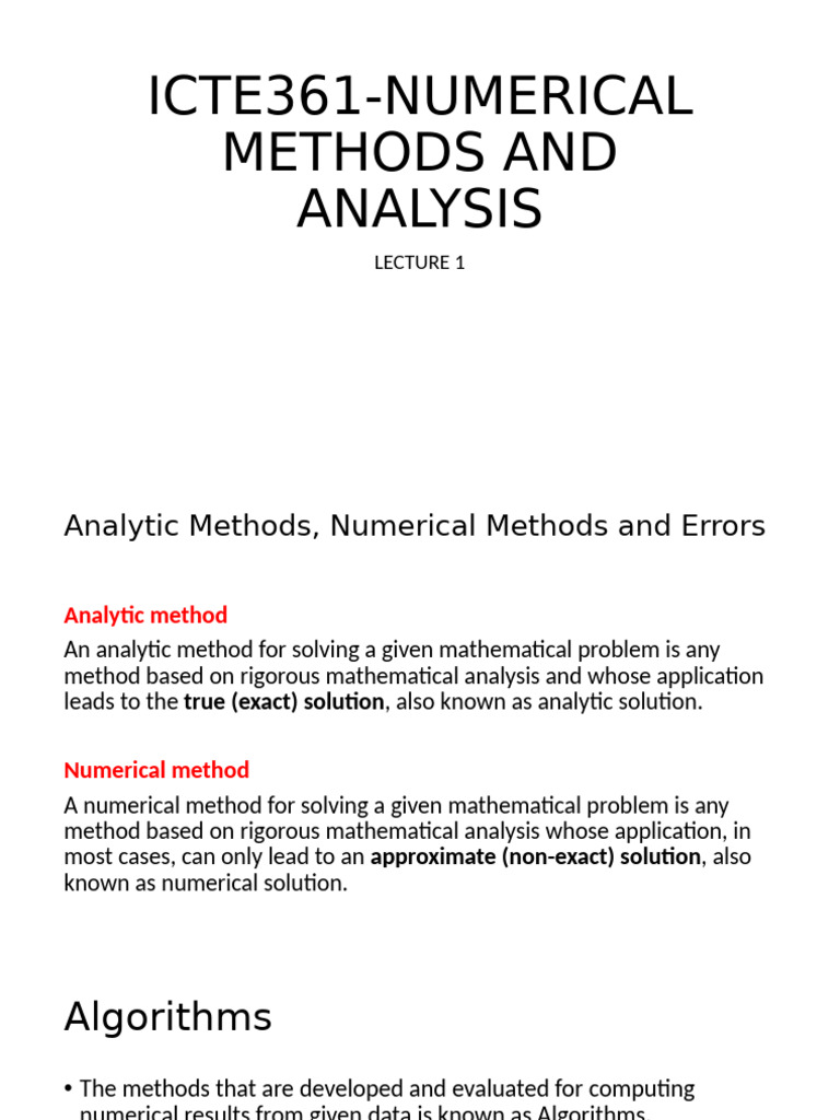 Icte361-Numerical Methods Lesson 1 | PDF | Numerical Analysis | Numbers