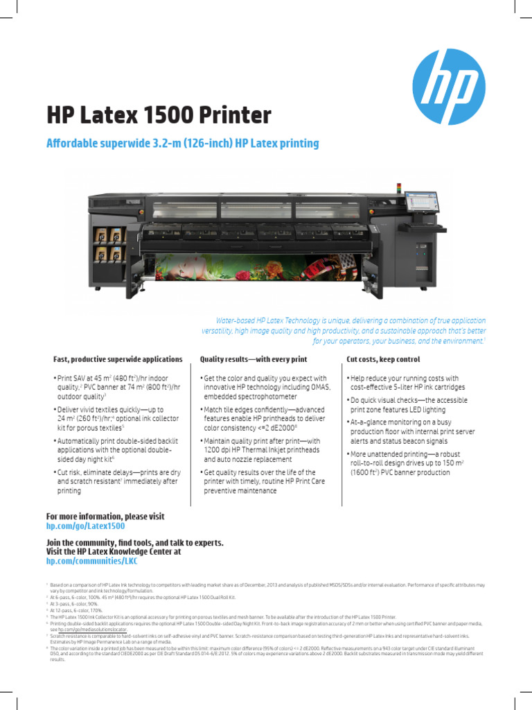 HPLatex1500Printer | PDF | Office Equipment | Printing