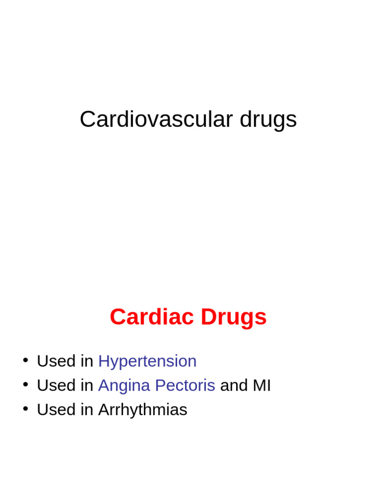 Cardiovascular Drugs Overview and Uses | PDF | Vasodilation | Heart