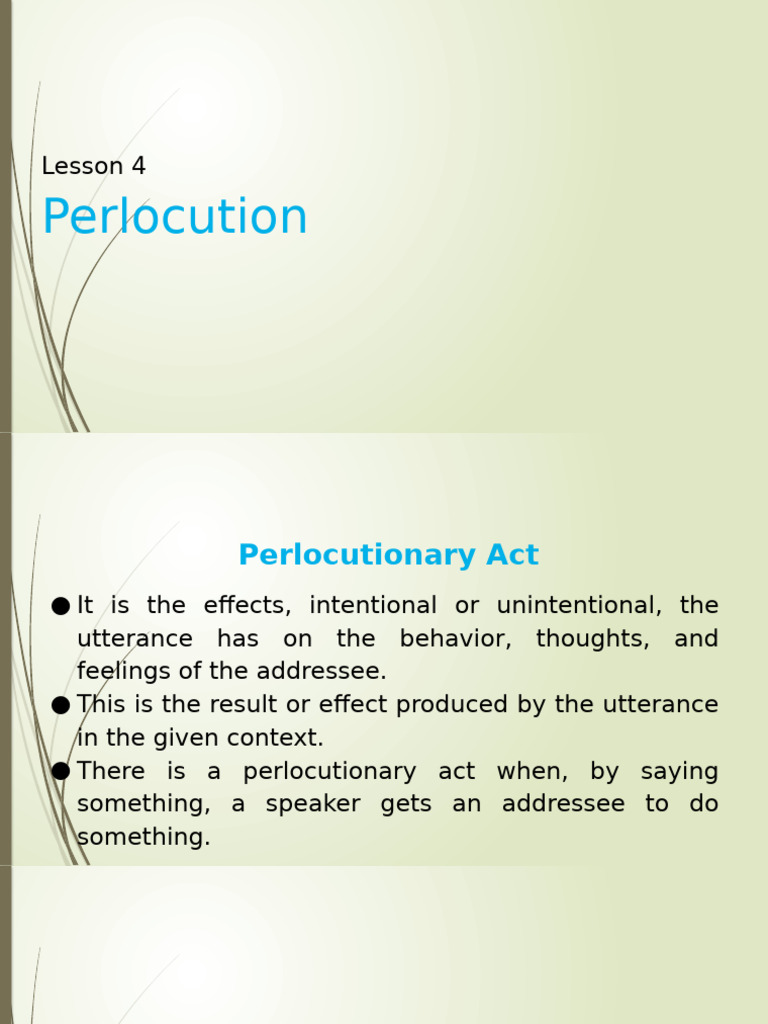 Oral Communication Unit 6 Lesson 4 Perlocution 2 | PDF | Career ...