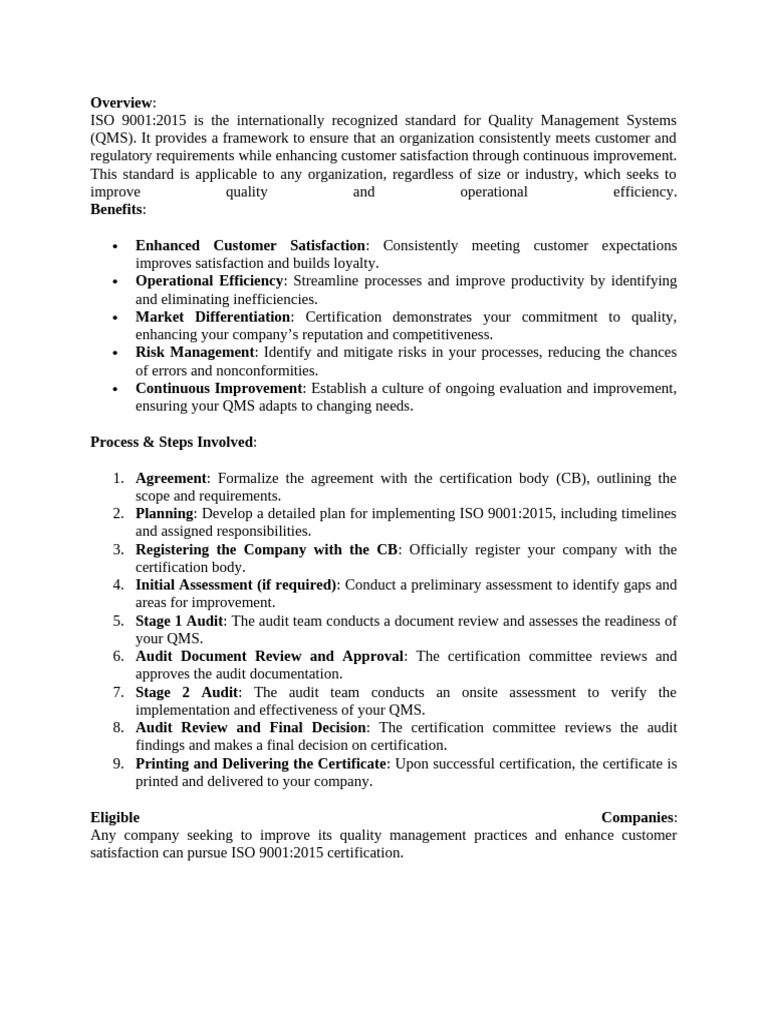 Overview | PDF | Quality Management System | Iso 9000