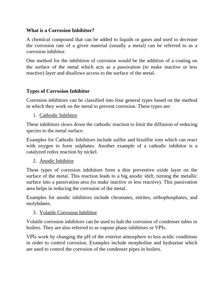 Corrosion Inhibitors: Types and Uses | PDF | Corrosion | Rust