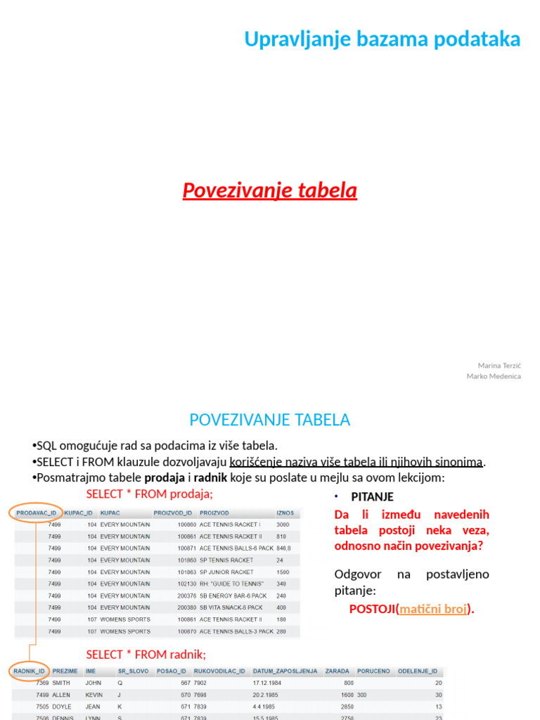 Povezivanje Tabela | PDF