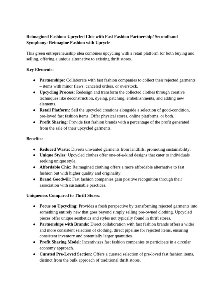 Oxfam Green Entreprenurship Idea | PDF | Fashion | Clothing