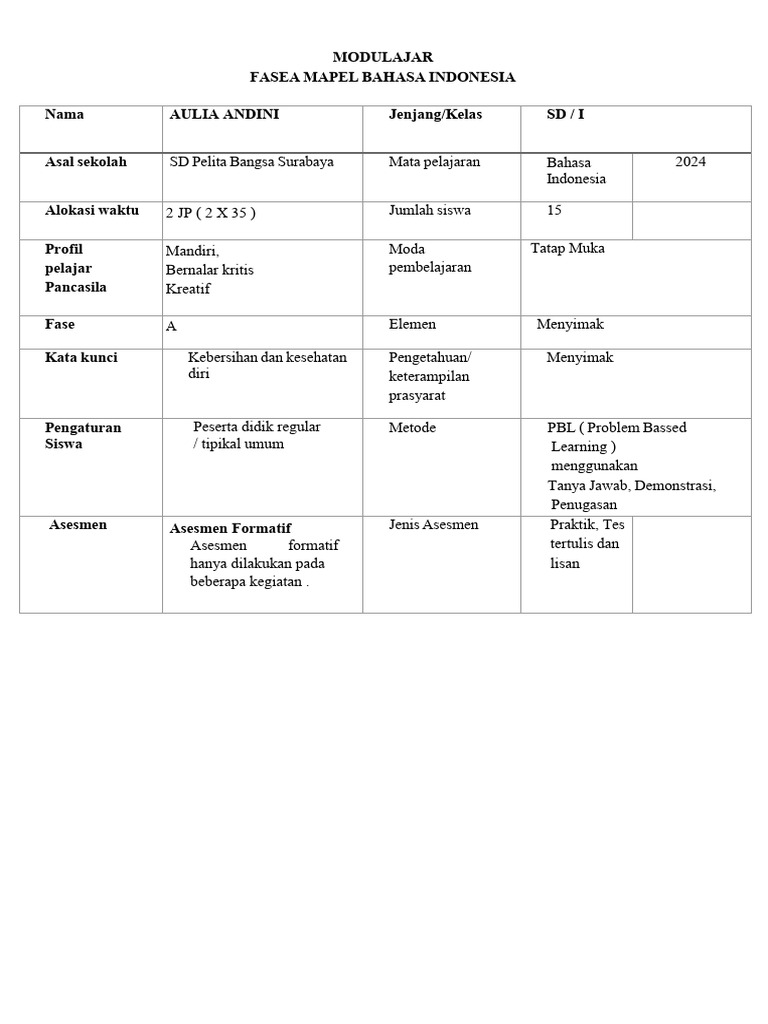 Modul Ajar Siklus 2 | PDF