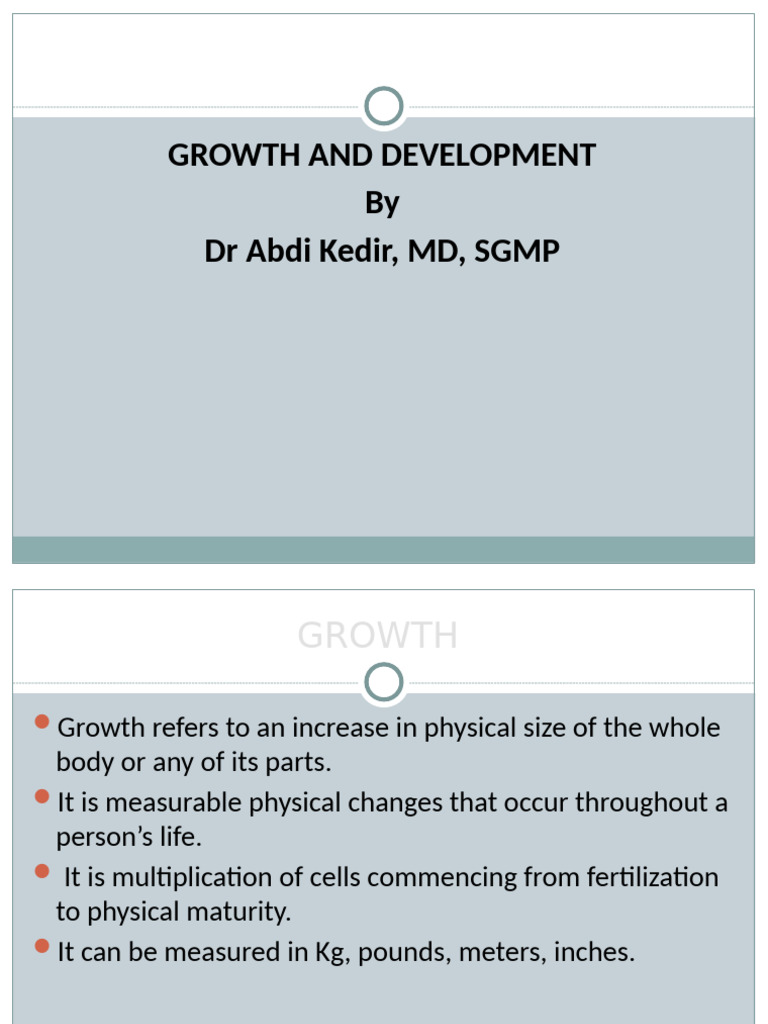 Growth and Development by DR Abdi Kedir, MD, SGMP | PDF | Prenatal ...