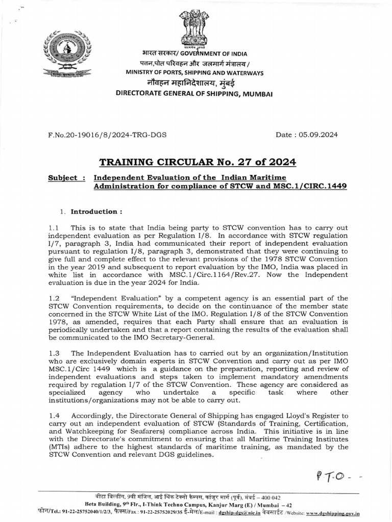 Training Circular No 27 of 2024 Dated 05092024 | PDF