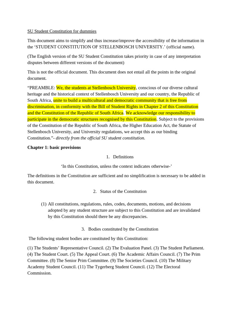 Simplified SU Student Constitution Guide | PDF | Constitution | Speaker ...