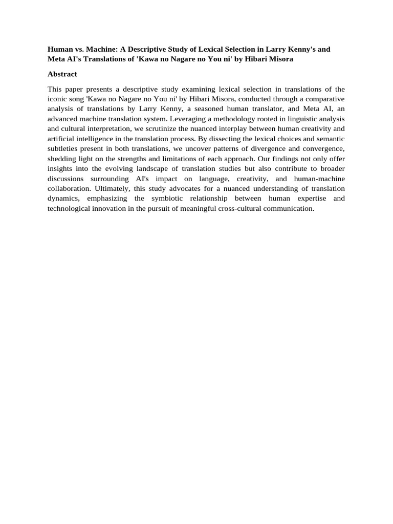 Human vs. Machine A Descriptive Study of Lexical Selection in Larry ...