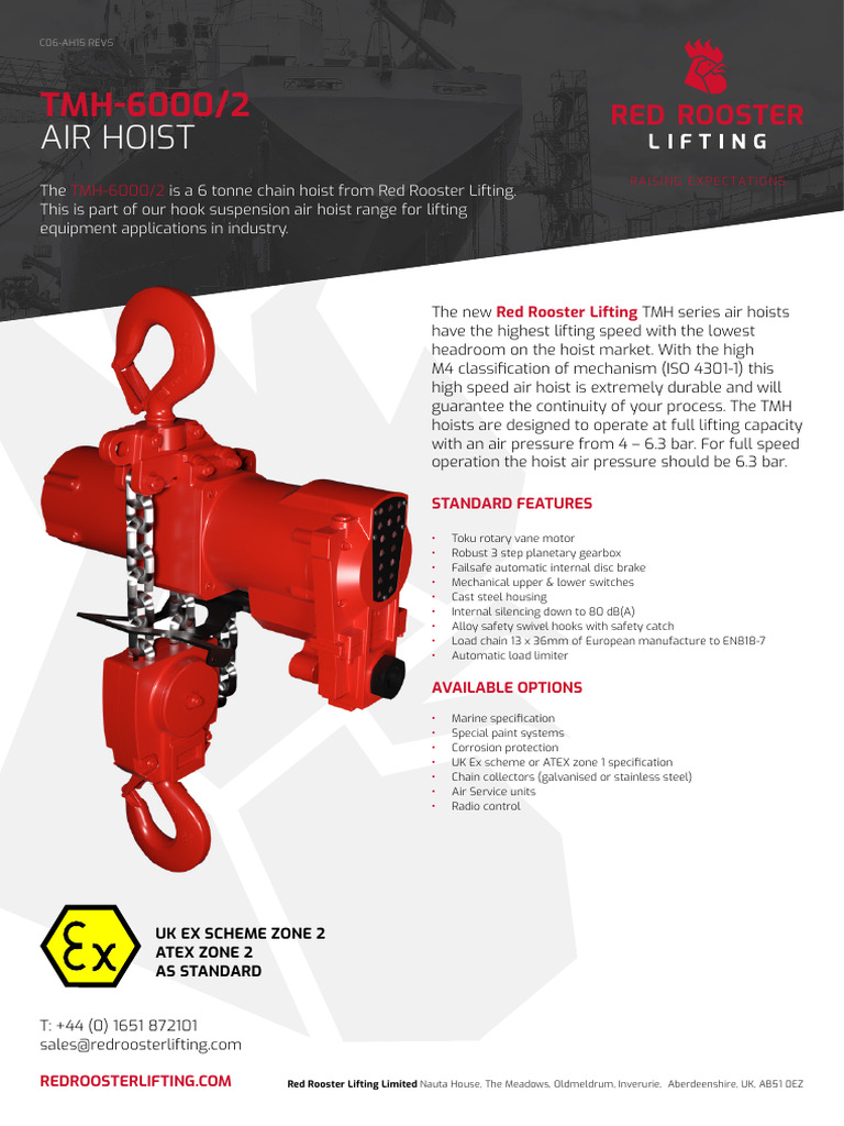 TMH-6000/2 Air Hoist Specifications | PDF | Automotive Industry ...