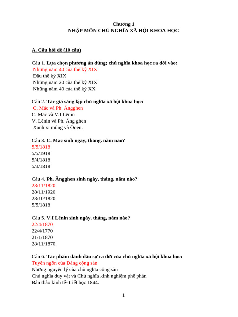 CNKHXH Ngân Hàng Đề Thi 2020 | PDF