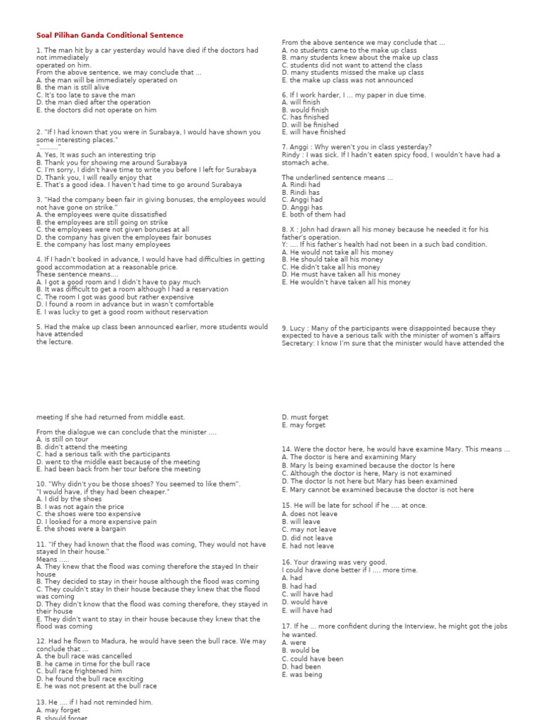 Soal Pilihan Ganda Conditional Sentence | PDF
