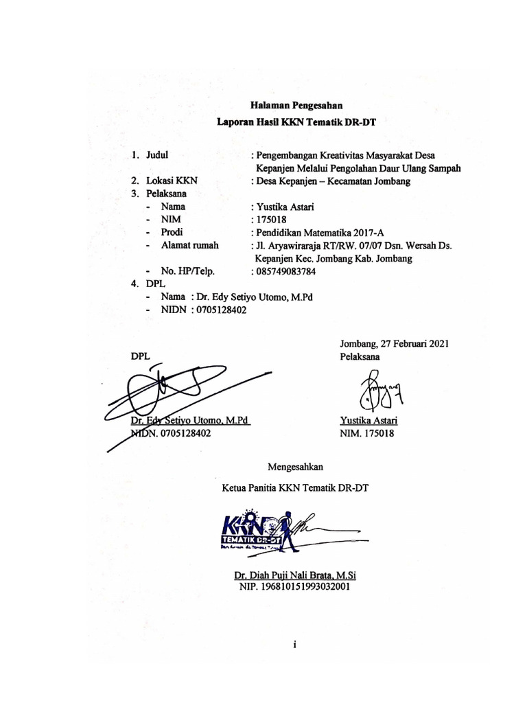 RINGKASAN & Daftar Isi Laporan KKN Fixxx Banget | PDF