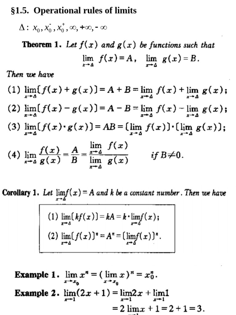 1.5 Operational Rules of Limits | PDF