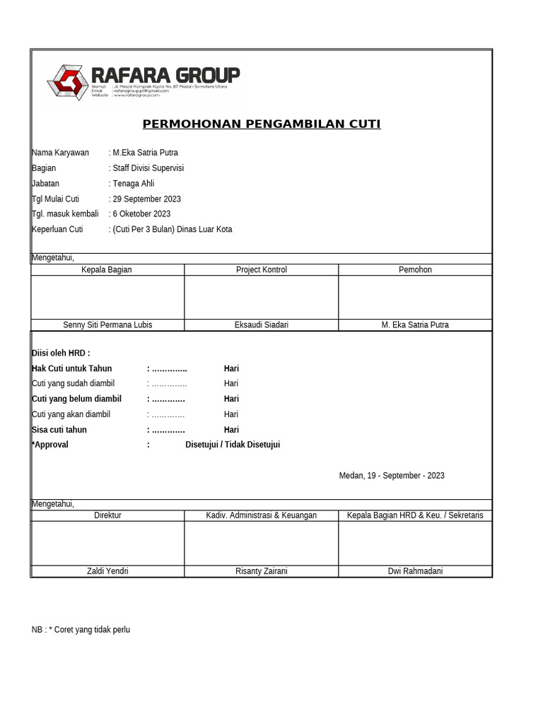 Format Surat Cuti Ok | PDF