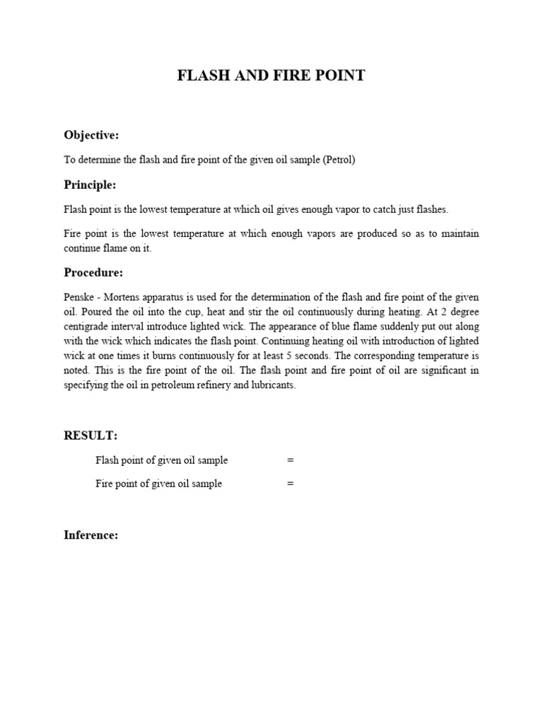 Flash and Fire Point Experiment Guide | PDF