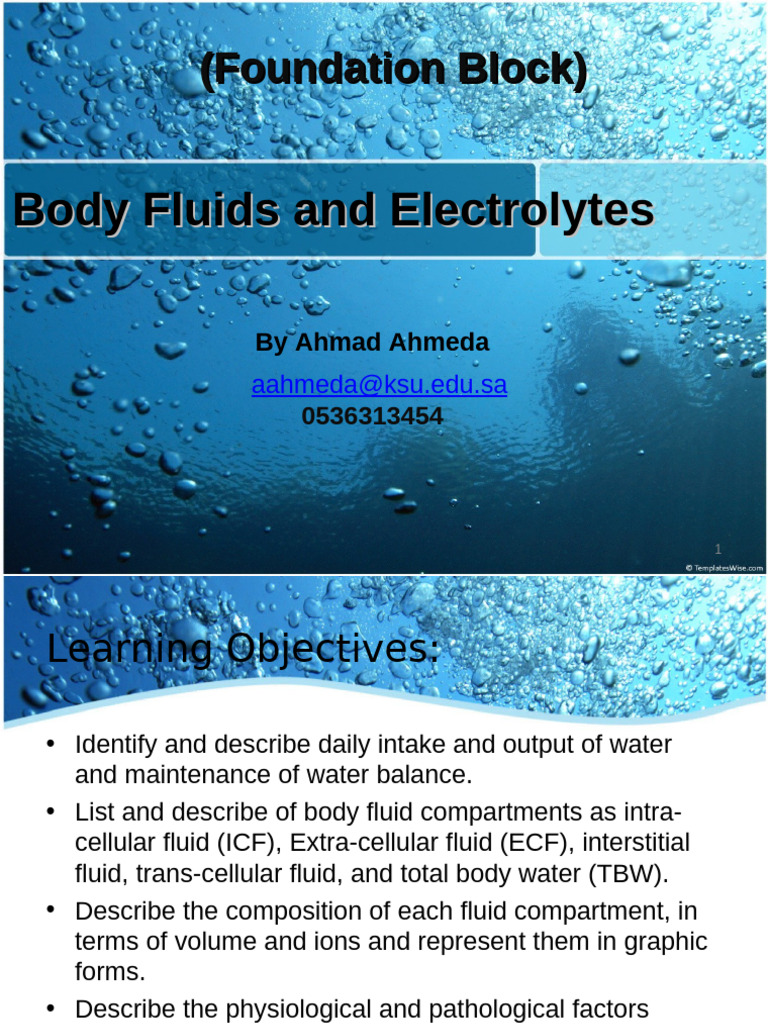 2-Foundation Block New Lecture 2 (Body Fluids) | PDF | Animal Anatomy ...