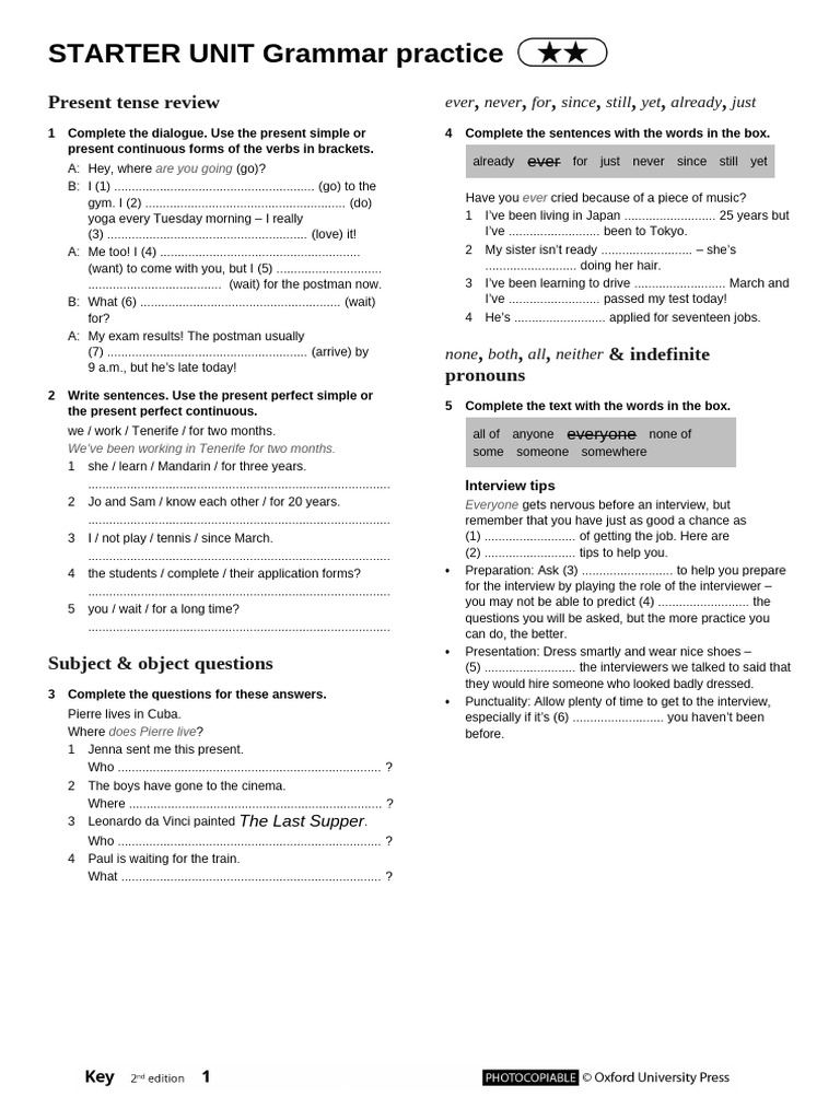 Key2e L1 Worksheets Grammar Unit S 2star | PDF | Language Families | Linguistics