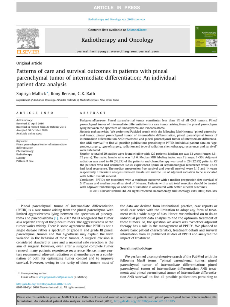 Mallick 2016 Patterns of Care | PDF | Radiation Therapy | Health Sciences