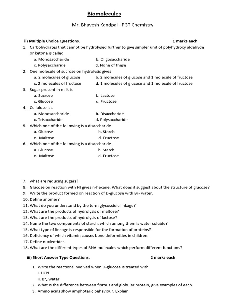 10 Biomolecules Modified | PDF | Carbohydrates | Glucose