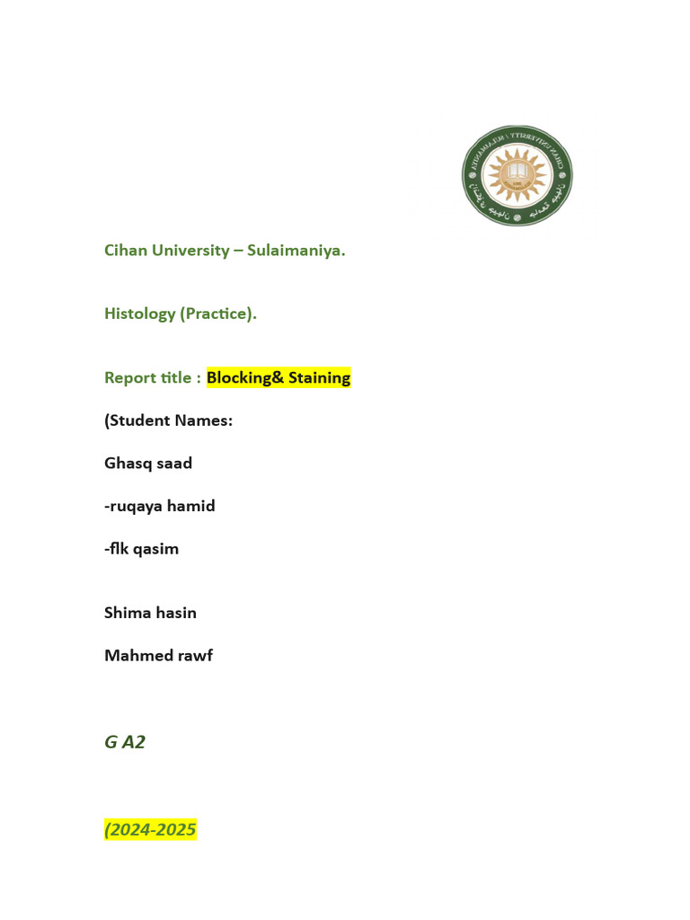 Histology Pdf Staining Histology