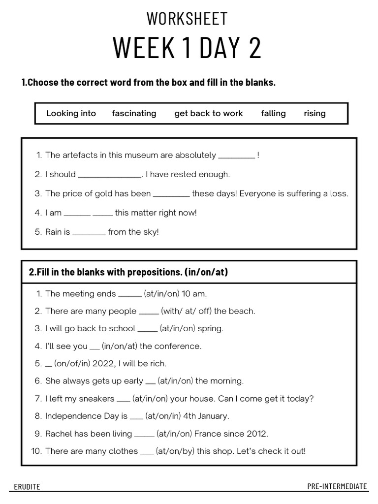 PI Revamp W1D2 Worksheet | PDF | Art