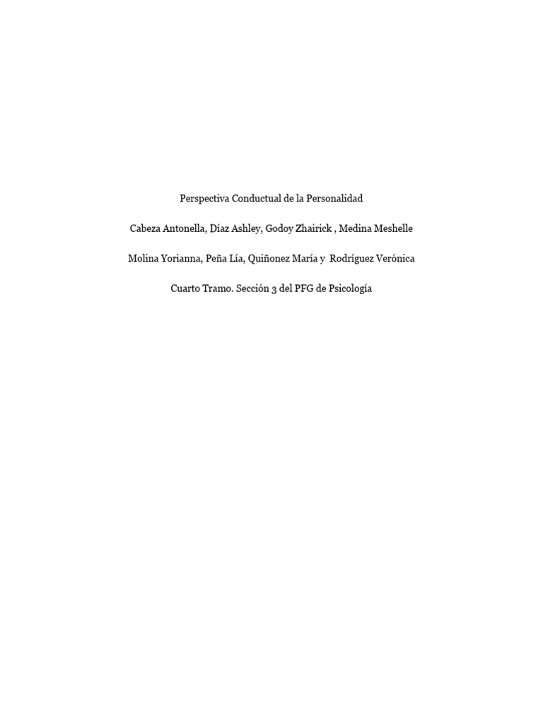 Perspectiva Conductista de La Personalidad | PDF | Behaviorismo ...