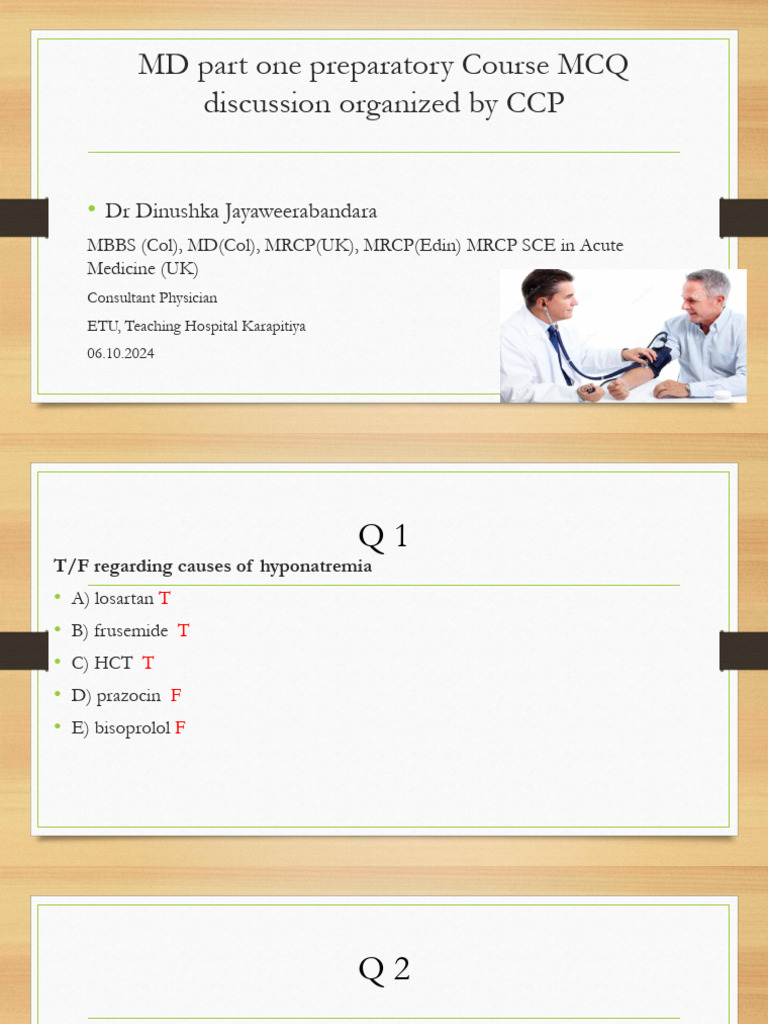 MD Part 1 MCQs: General Medicine Review | PDF | Sepsis | Causes Of Death