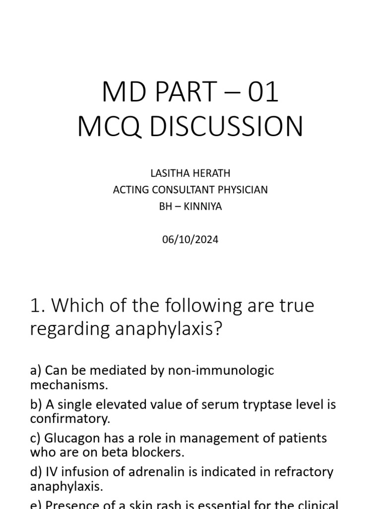 2 - General Medicine - MCQ 06-10 Answers | PDF | Medicine | Diseases ...