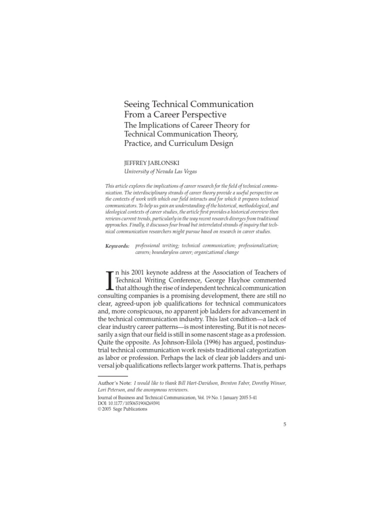 Seeing Technical Communication From A Career Perspective | PDF ...