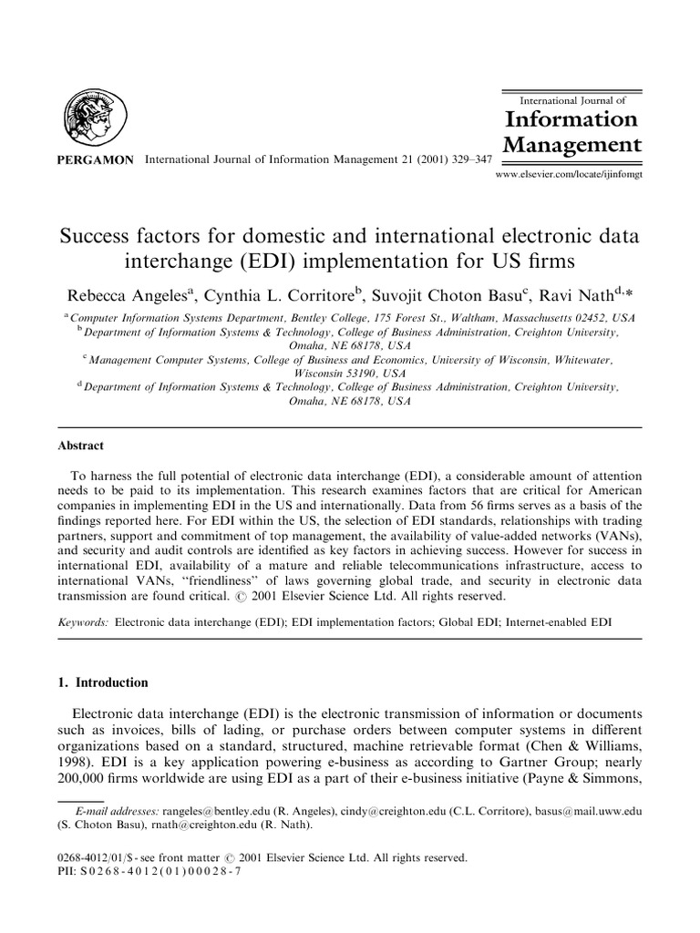 EDI Implementation Success Factors | PDF | Electronic Data Interchange | Invoice