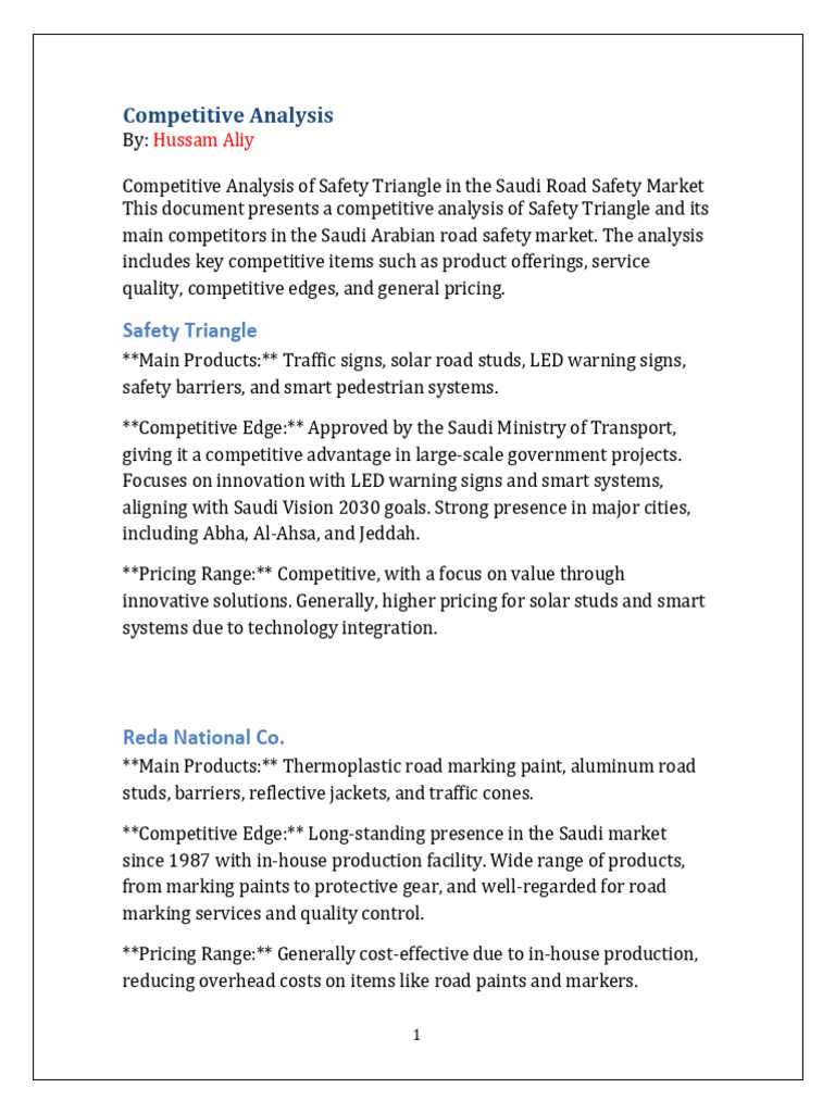 Safety Triangle Competitive Analysis | PDF | Road | Road Traffic Safety