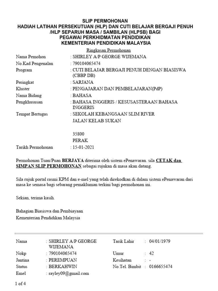 Permohonan MASTER | PDF