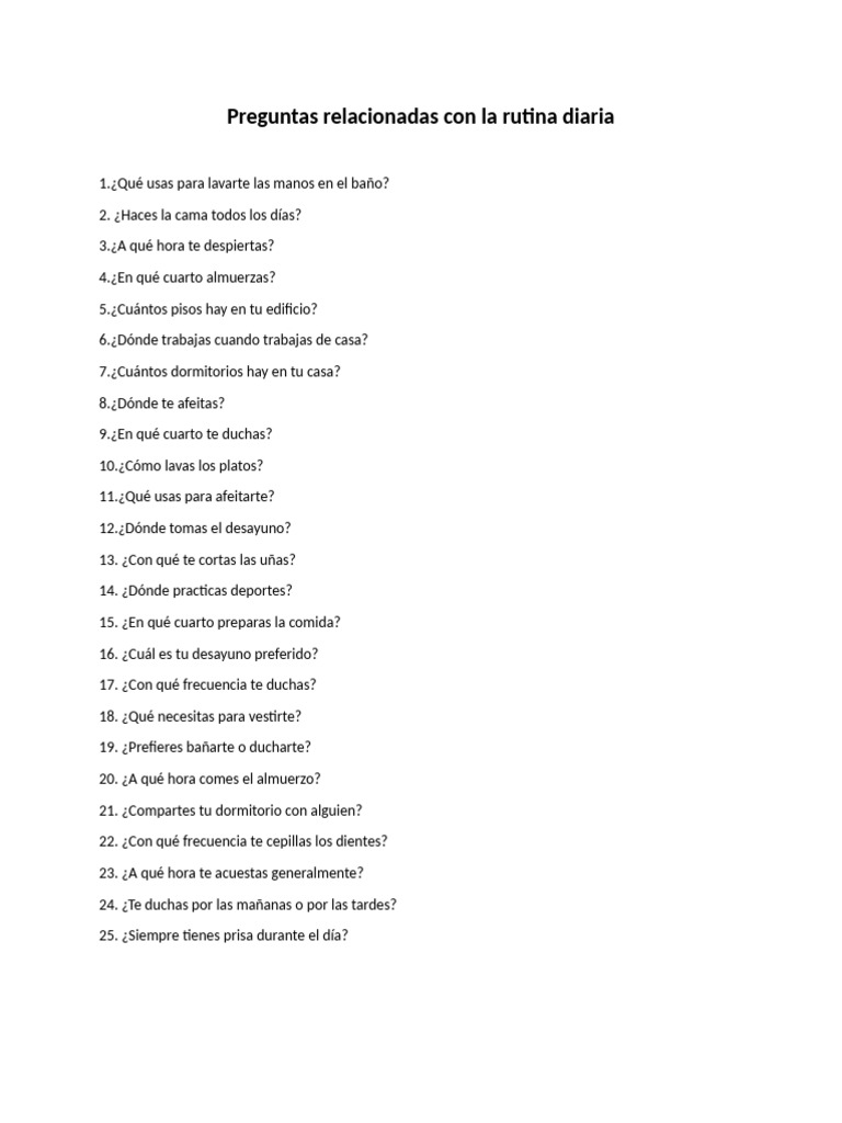 La Rutina - Tarea | PDF