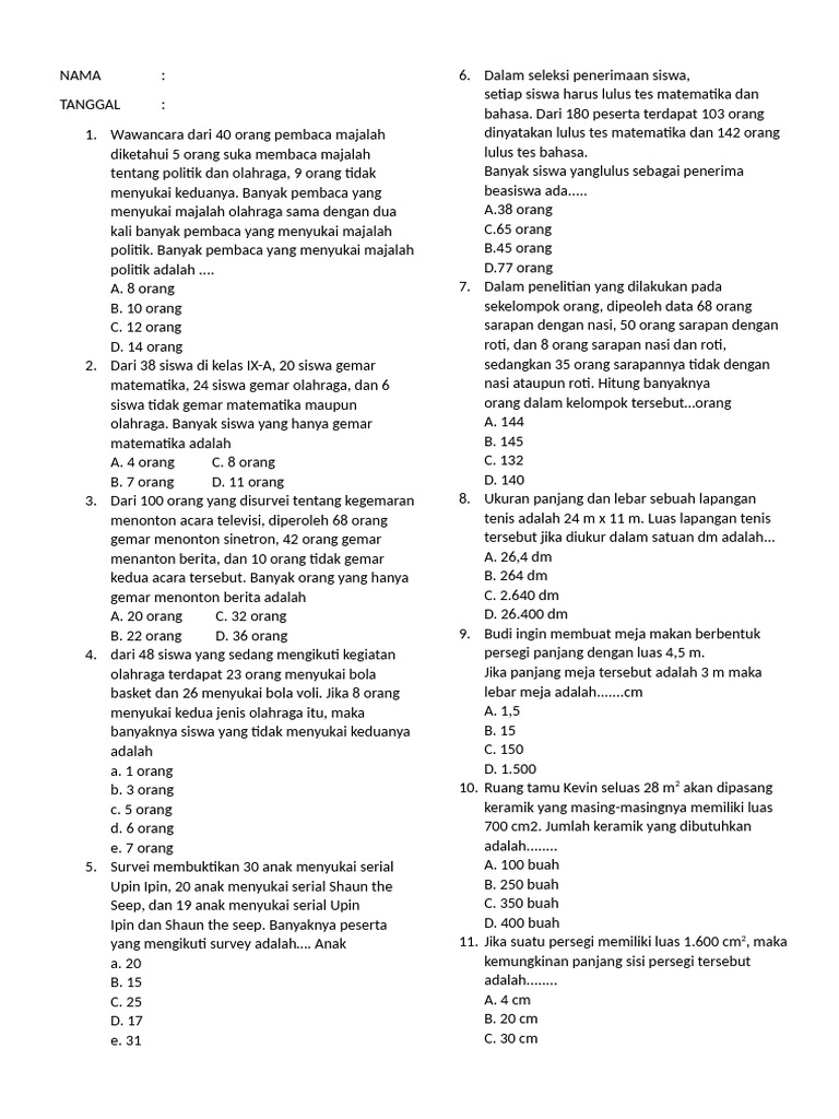 Soal Perbandingan 2 | PDF | Griya & Taman | Seni