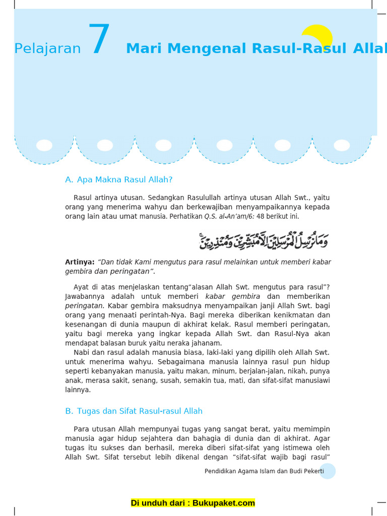 Pelajaran 7 Mari Mengenal Rasul-Rasul Allah | PDF