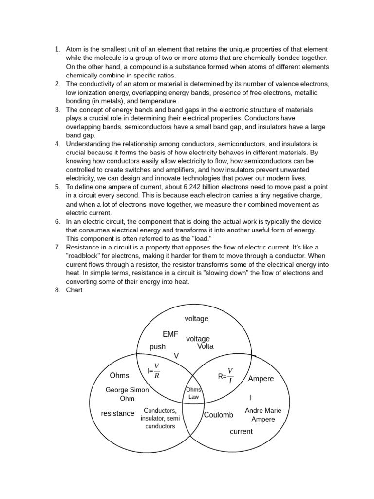 Voltage EMF V Voltage Volta Push I Ampere Ohms | PDF | Electrical ...