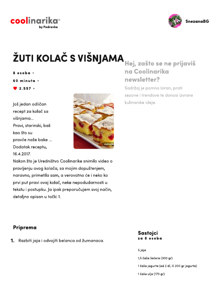 Zuti Kolac Od Visanja | PDF