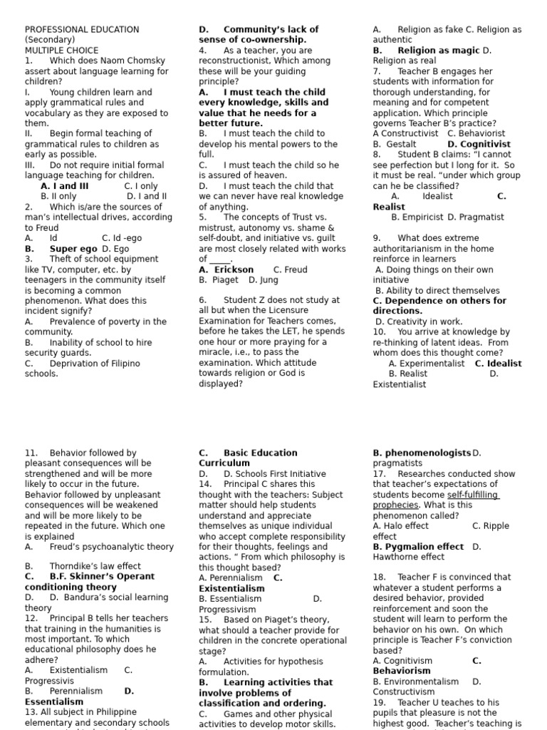 Ilide - Info Let Prof Ed and Gen Ed With Answers PR - 2 | PDF ...