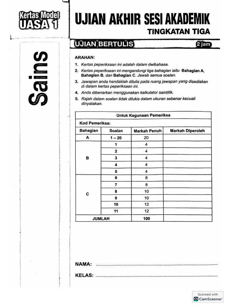 Form 3 Science Kertas Uasa 1 | PDF